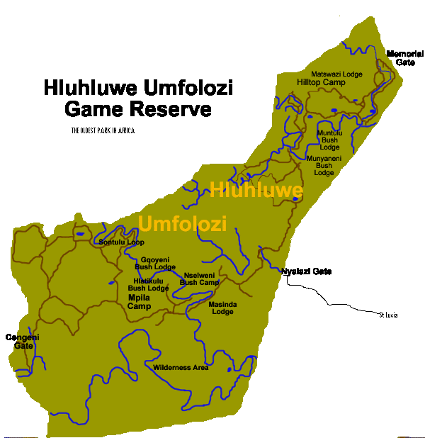 Hluhluwe / Imfolozi Map - Hluhluwe Game Reserve